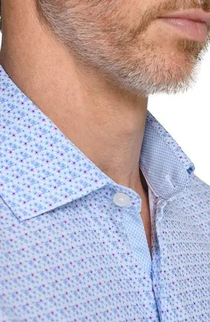 W.R.K Faint Floral Performance Dress Shirt - White/blue