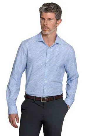 W.R.K Faint Floral Performance Dress Shirt - White/blue