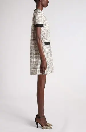 Valentino Garavani Short Sleeve Tweed Mini Dress