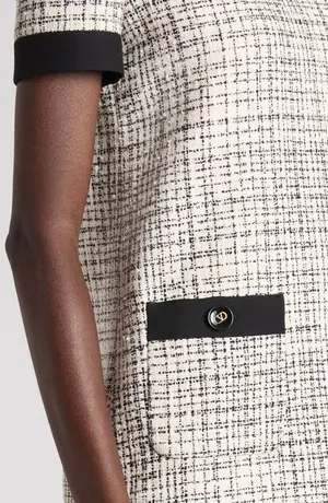 Valentino Garavani Short Sleeve Tweed Mini Dress