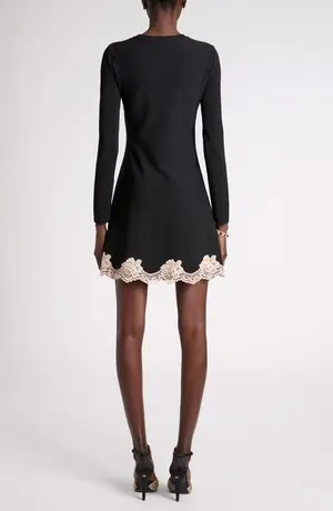 Valentino Garavani Lace Trim Long Sleeve Sweater Dress