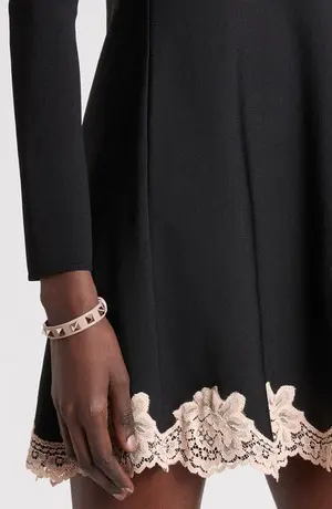 Valentino Garavani Lace Trim Long Sleeve Sweater Dress