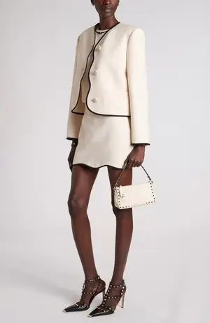 Valentino Garavani Wool & Silk Crepe Couture Miniskirt