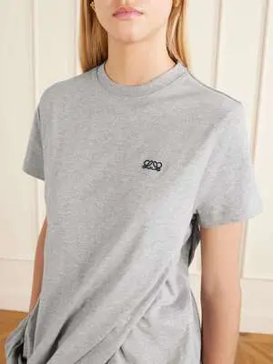 Loewe Anagram-embroidered Draped Cotton-jersey T-shirt