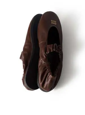 Miu Miu Nappa Ruched Ballet Flats - Multicolor