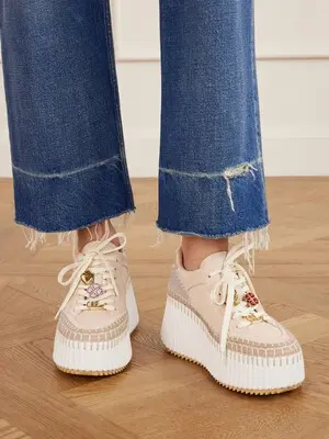Chloé Nama Patchwork Leather Platform Sneakers - Neutrals