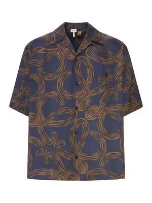 Loewe Loewe X Paula`S Ibiza Men Short-Sleeved Silk Twill Shirt With All-Over Anagram Print Multicolor