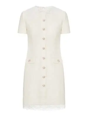 SELF-PORTRAIT Boucle Lace Mini Dress - Cream