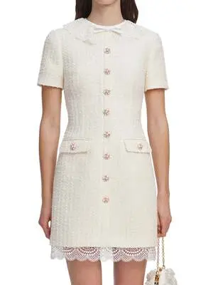 SELF-PORTRAIT Boucle Lace Mini Dress - Cream
