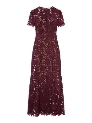 SELF-PORTRAIT Midi Lace Dress - Red