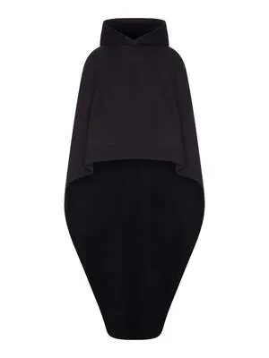 Balenciaga Oversized Asymmetric Hooded Sweatshirt Cape - Black