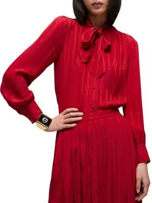 Gucci Jacquard Silk Shirt With Gg Cross Chain Detail