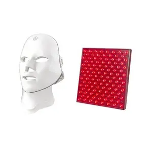 PURSONIC 7-in-1 Led Light Therapy Face & Neck Mask + Led Red Light Therapy Panel - White