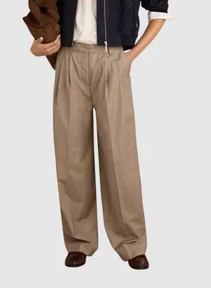 BAUKJEN Mika Cool Wool Wide Leg Trousers - Natural