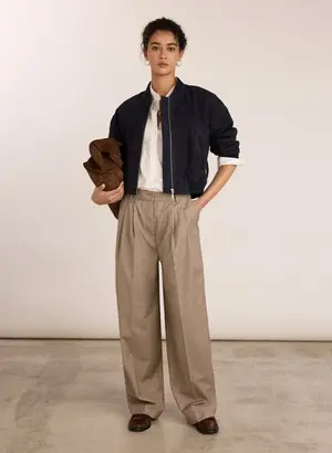 BAUKJEN Mika Cool Wool Wide Leg Trousers - Natural