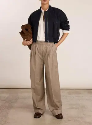 BAUKJEN Mika Cool Wool Wide Leg Trousers - Natural