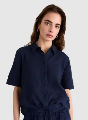 BAUKJEN Mahalia Relaxed Cheesecloth Shirt - Deep Indigo