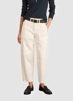 BAUKJEN Reece Stretch Barrel Leg Cargo Jeans - Soft White