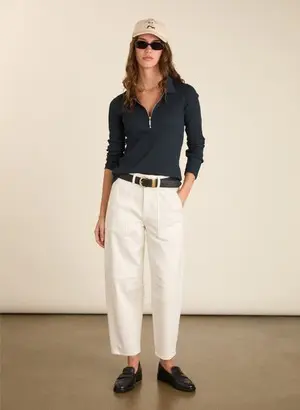 BAUKJEN Reece Stretch Barrel Leg Cargo Jeans - Soft White