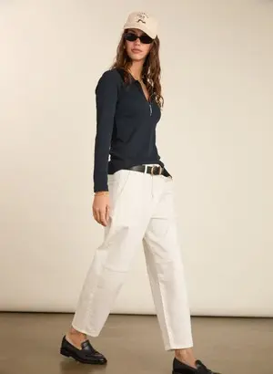 BAUKJEN Reece Stretch Barrel Leg Cargo Jeans - Soft White