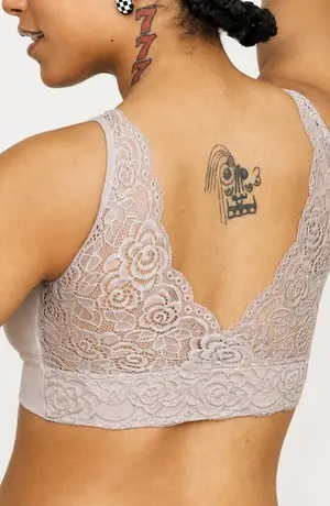 BRABAR Soft Reversible V Lace Bralette - Ash