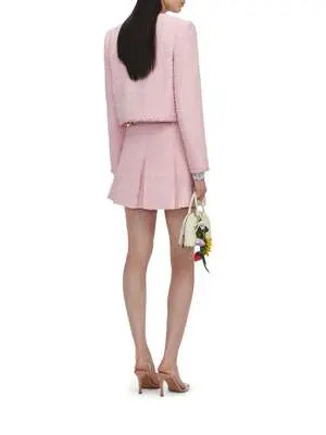 SELF-PORTRAIT Cropped Boucle Jacket - Pink