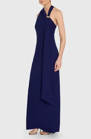 Amanda Uprichard Sonya Asymmetric Drape Sleeveless Gown
