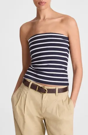 Madewell Striped Knit Tube Top - Navy