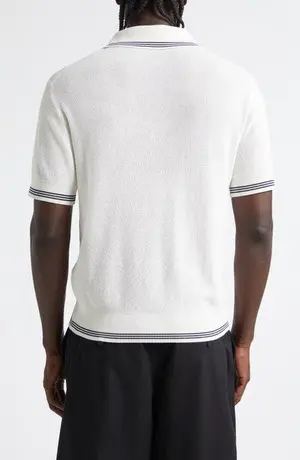 Jacquemus Le Polo Voilier Sailboat Patch Silk & Cotton Polo - White 100