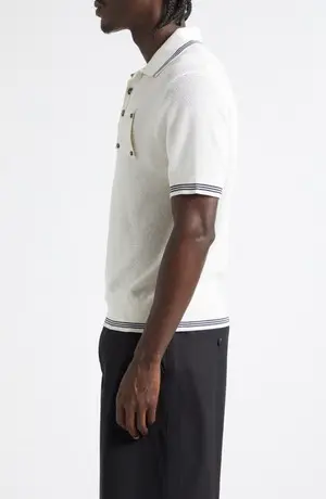 Jacquemus Le Polo Voilier Sailboat Patch Silk & Cotton Polo - White 100