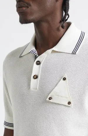 Jacquemus Le Polo Voilier Sailboat Patch Silk & Cotton Polo - White 100