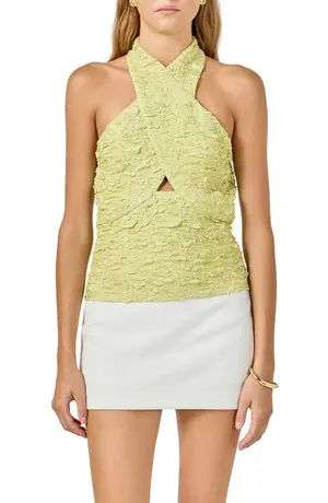 Endless Rose Textured Halter Top With Cutout And Open Back