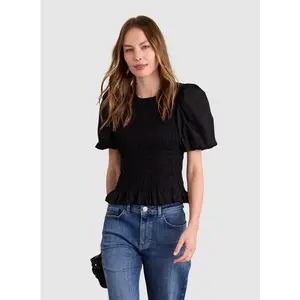 BAUKJEN Lillie Organic Smocked Top - Caviar Black