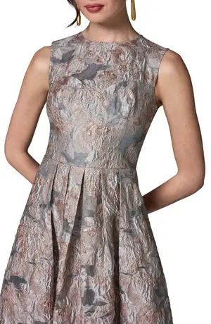 Donna Karan New York Sleeveless Metallic Midi Dress