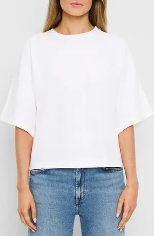 Michael Stars Callista Cape Sleeve Supima® Cotton T-shirt - White