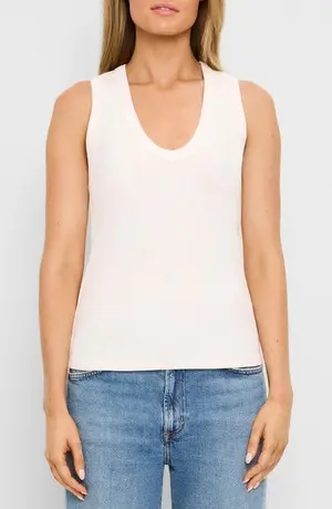 Michael Stars Brynn Scoop Neck Muscle Tank - Chalk