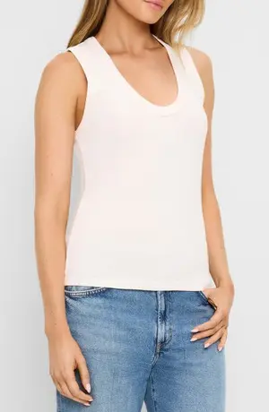 Michael Stars Brynn Scoop Neck Muscle Tank - Chalk