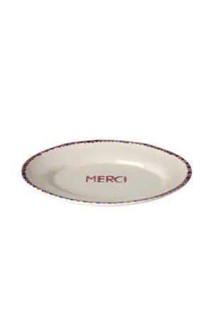 RICE BY RICE Ceramic Serving Platter Hand Painted Merci