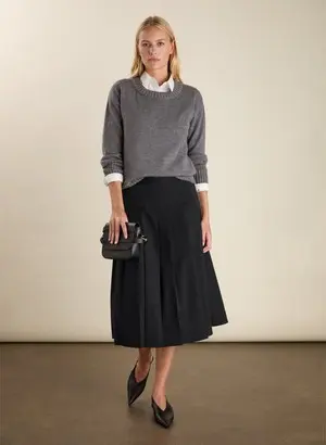 81043072 Pam Wool Blend Pleated Midi Skirt