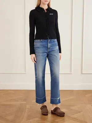 Chloé Jeannette Embellished Suede Clogs - Dark Brown