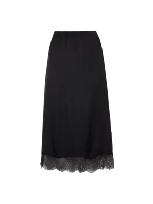 ANINE BING Shelby Lace-trimmed Silk-blend Midi Skirt - Black