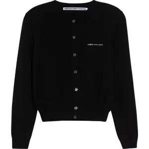 Alexander Wang Hotfix Logo Shrunken Cardigan - Black