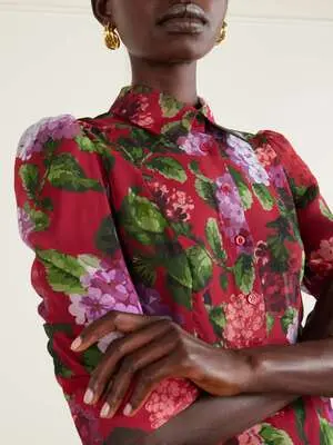 Carolina Herrera Floral-print Silk-chiffon Blouse