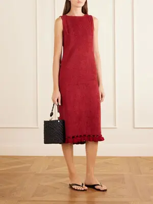 Cap D'antibes Cap D’antibes Aurelia Tasseled Cotton-terry Midi Dress - Red