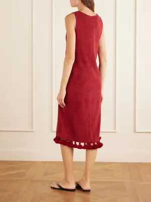Cap D'antibes Cap D’antibes Aurelia Tasseled Cotton-terry Midi Dress - Red