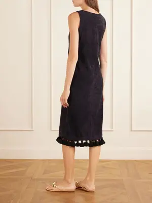 Cap D'antibes Cap D’antibes Aurelia Tasseled Cotton-terry Midi Dress - Black