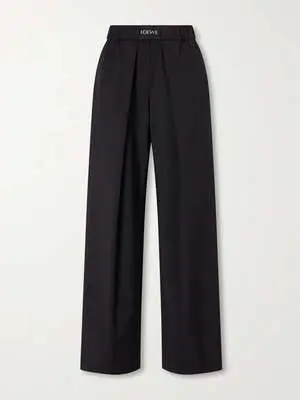 Loewe Pleated Wool Mid-rise Straight-leg Pants
