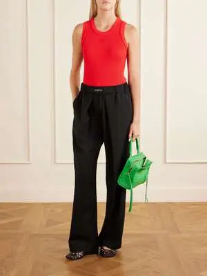 Loewe Pleated Wool Mid-rise Straight-leg Pants
