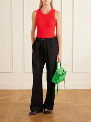 Loewe Pleated Wool Mid-rise Straight-leg Pants