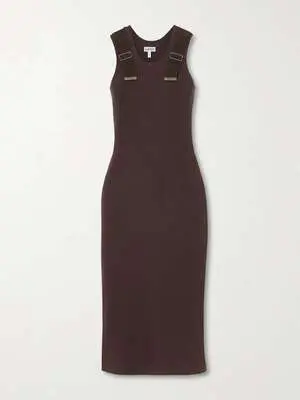 Loewe Embellished Ribbed Stretch-cotton Midi Dress